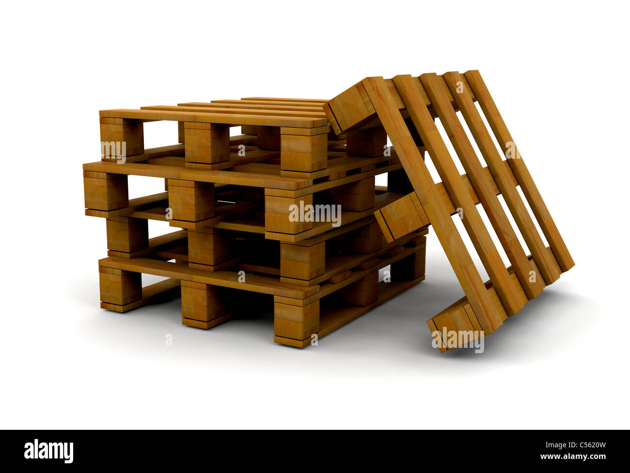 3D render of a stack of pallets Stock Photo - Alamy