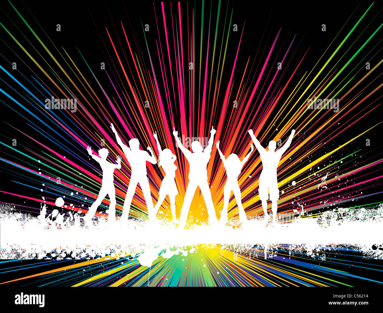 Silhouettes of people dancing on grunge style background Stock Photo ...