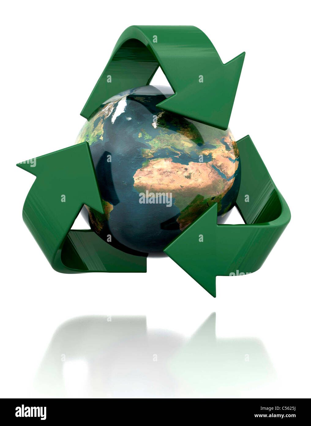 Globe in a recycling icon Stock Photo - Alamy