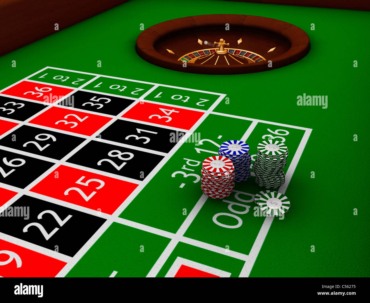 Chips on a roulette table Stock Photo - Alamy
