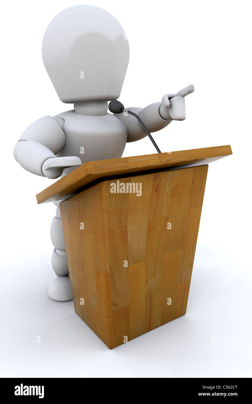 3D render of someone speaking at a lecturn Stock Photo - Alamy