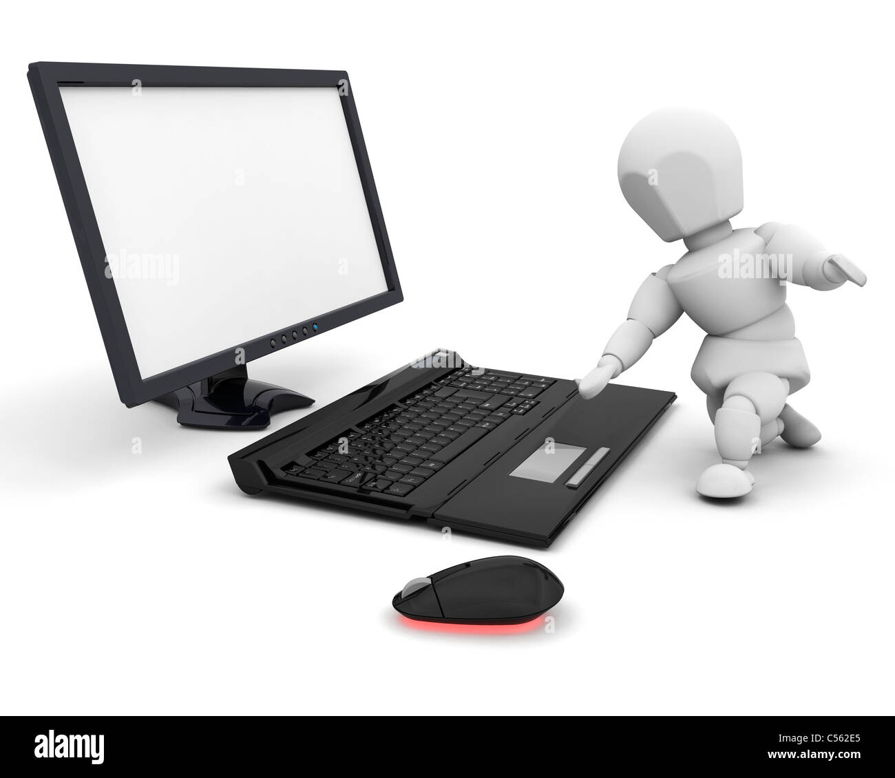 3D render of someone working on a computer Stock Photo - Alamy