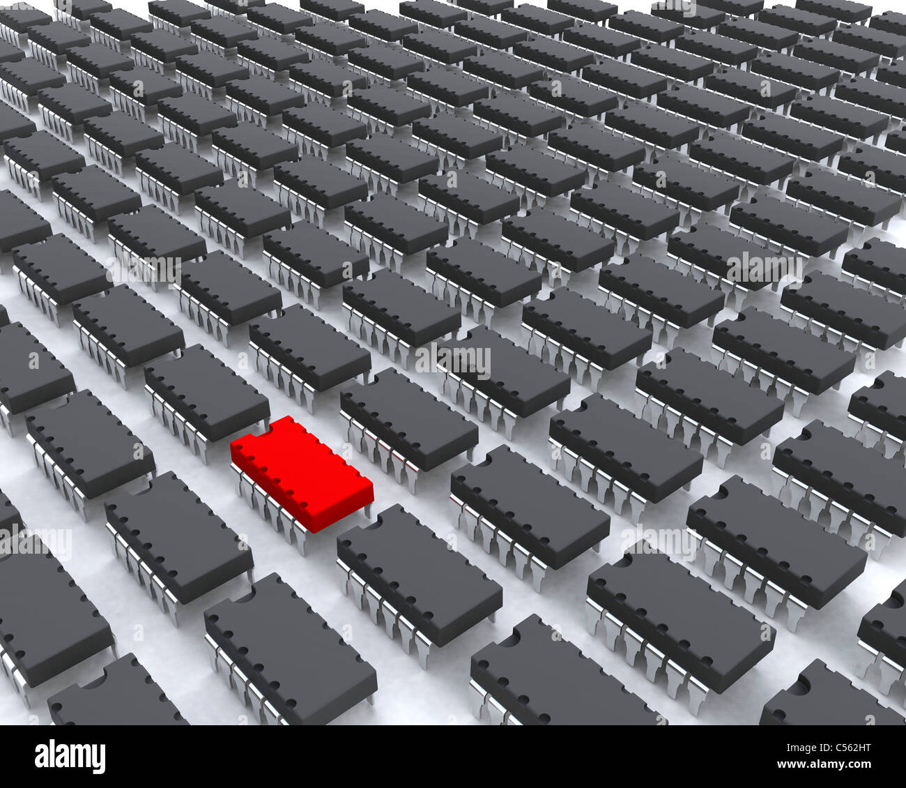 Computer bugs with one in red Stock Photo - Alamy