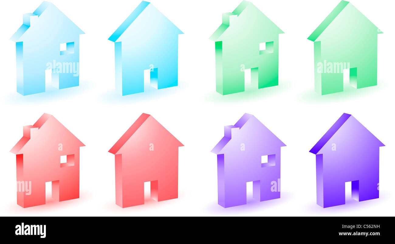 Different coloured house icons Stock Photo - Alamy