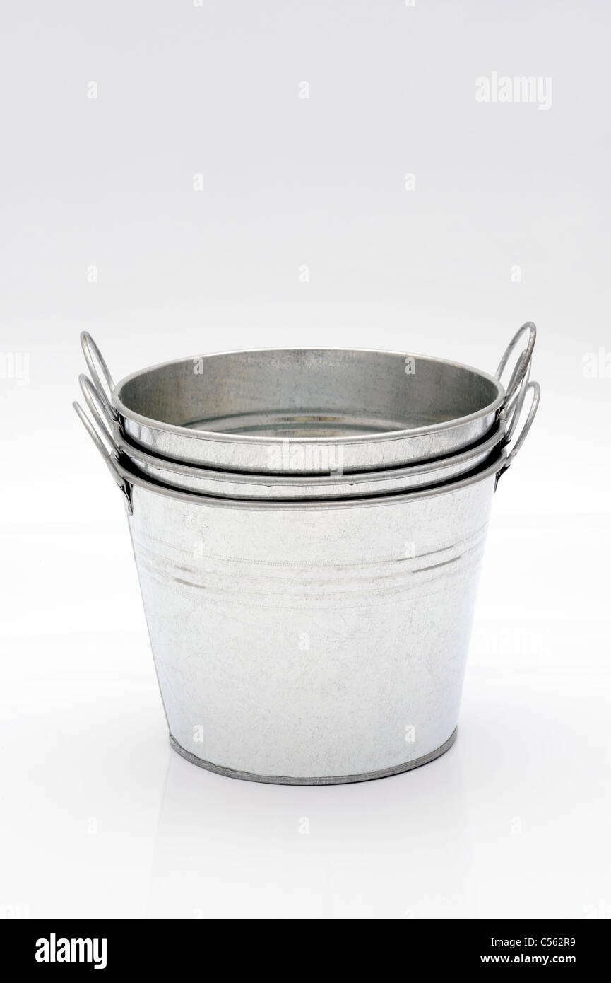 Buckets isolated on white background Stock Photo - Alamy