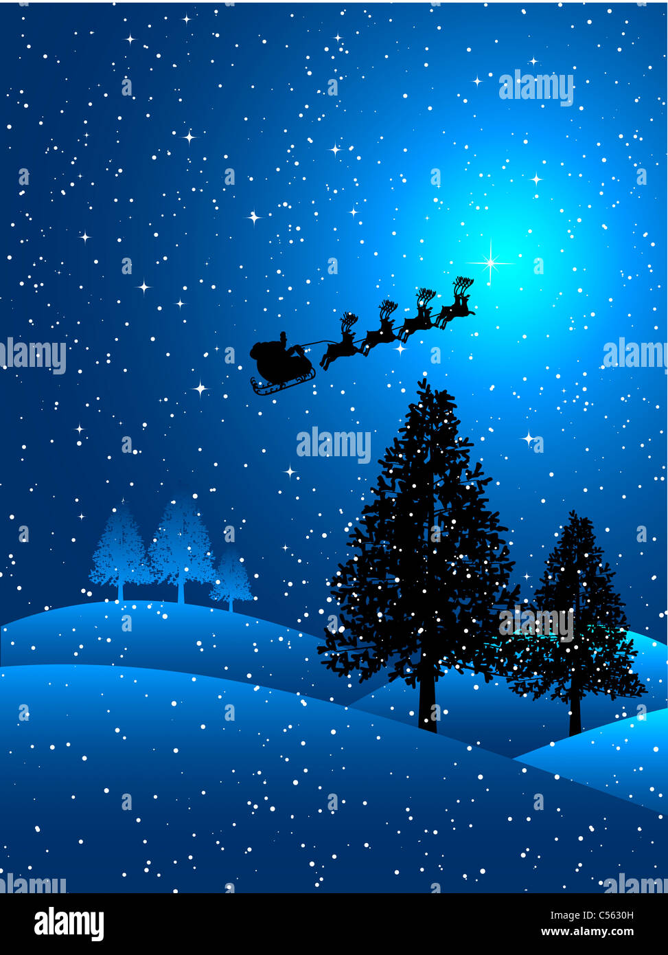 Santa flying sky reindeer hi-res stock photography and images - Alamy