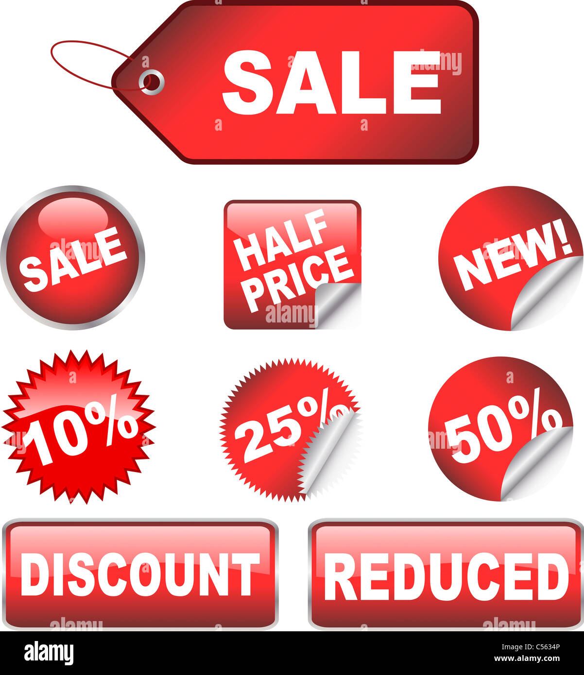 Various discount stickers and labels Stock Photo - Alamy
