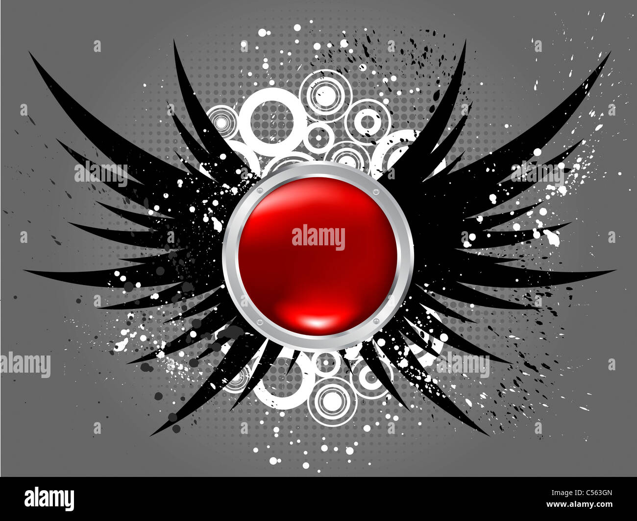 Glossy button on grunge wings background Stock Photo - Alamy