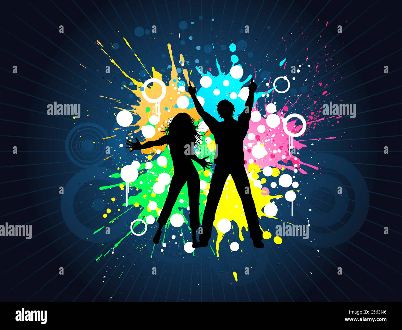 Silhouettes of people dancing on grunge background Stock Photo - Alamy