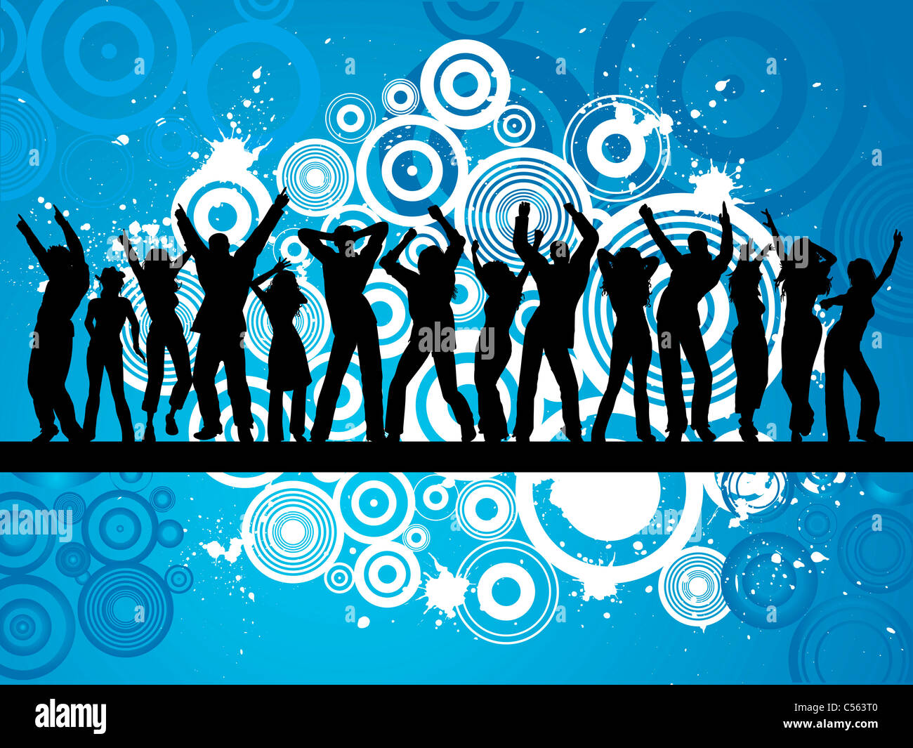 Silhouettes of people dancing on grunge background Stock Photo - Alamy