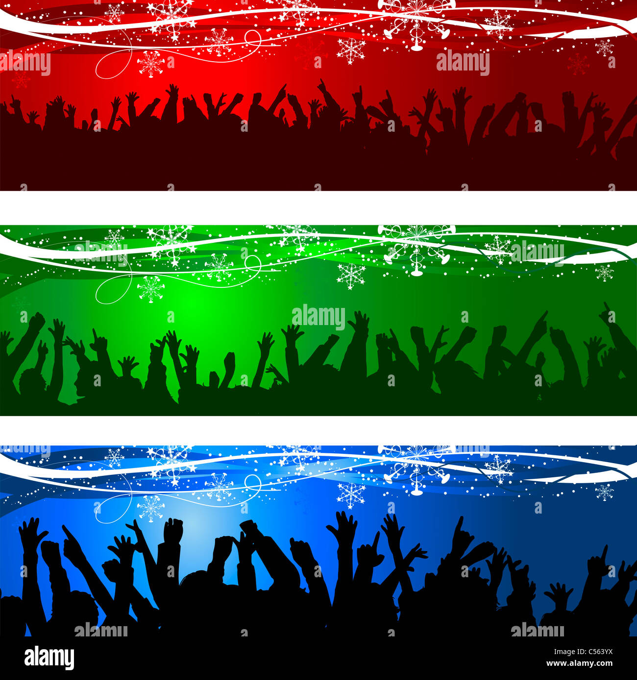 Silhouettes of crowds on Christmas backgrounds Stock Photo - Alamy