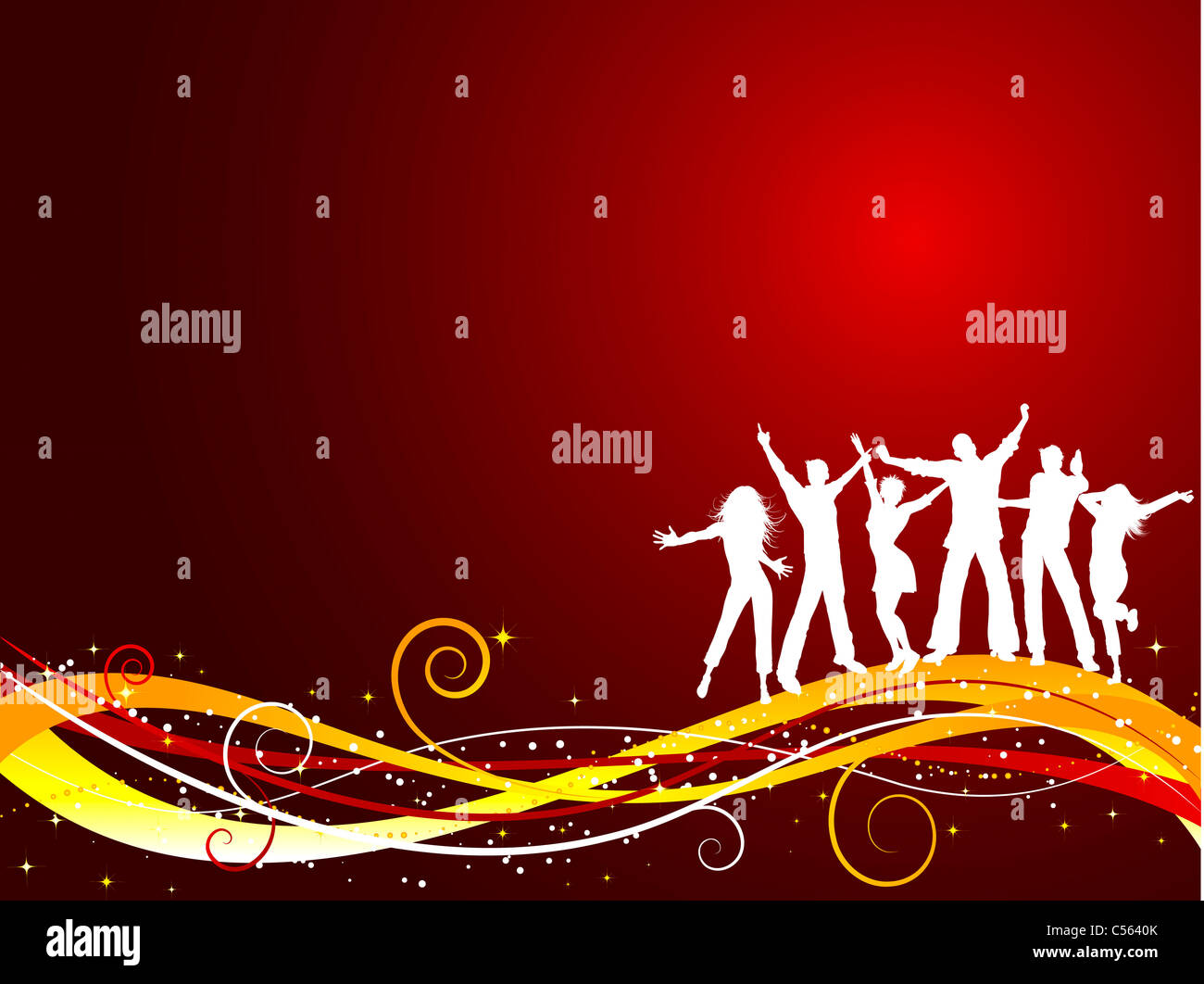 Silhouettes of people dancing on Christmas background Stock Photo - Alamy