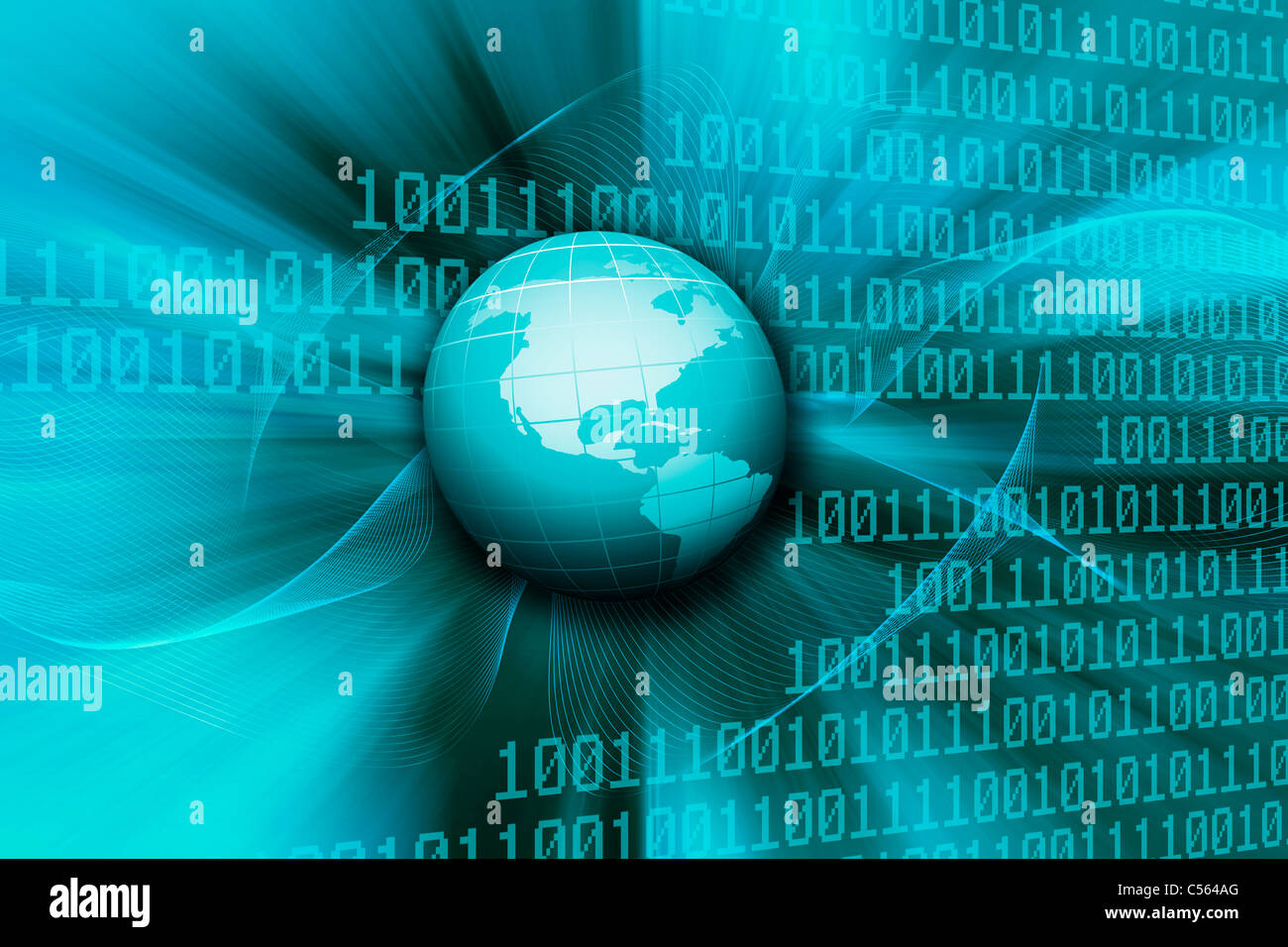 Globe on abstract binary code background Stock Photo - Alamy