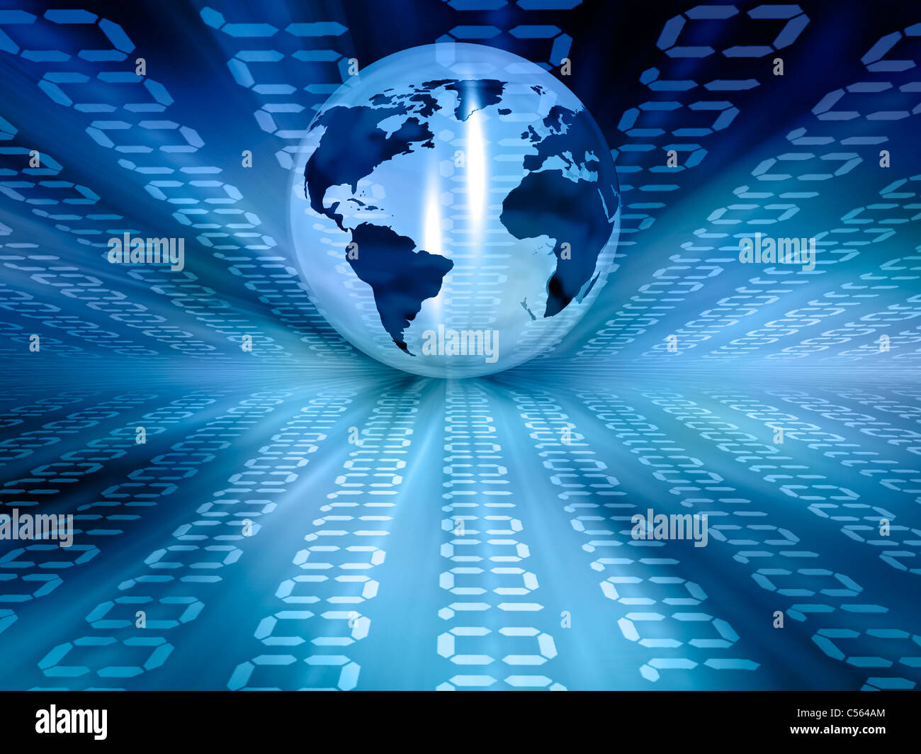 3D render of a globe on a binary code background Stock Photo - Alamy