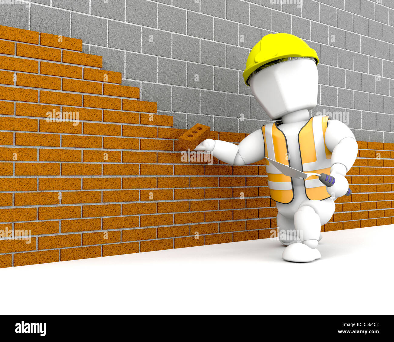 3D render of a person buildinga brick wall Stock Photo - Alamy