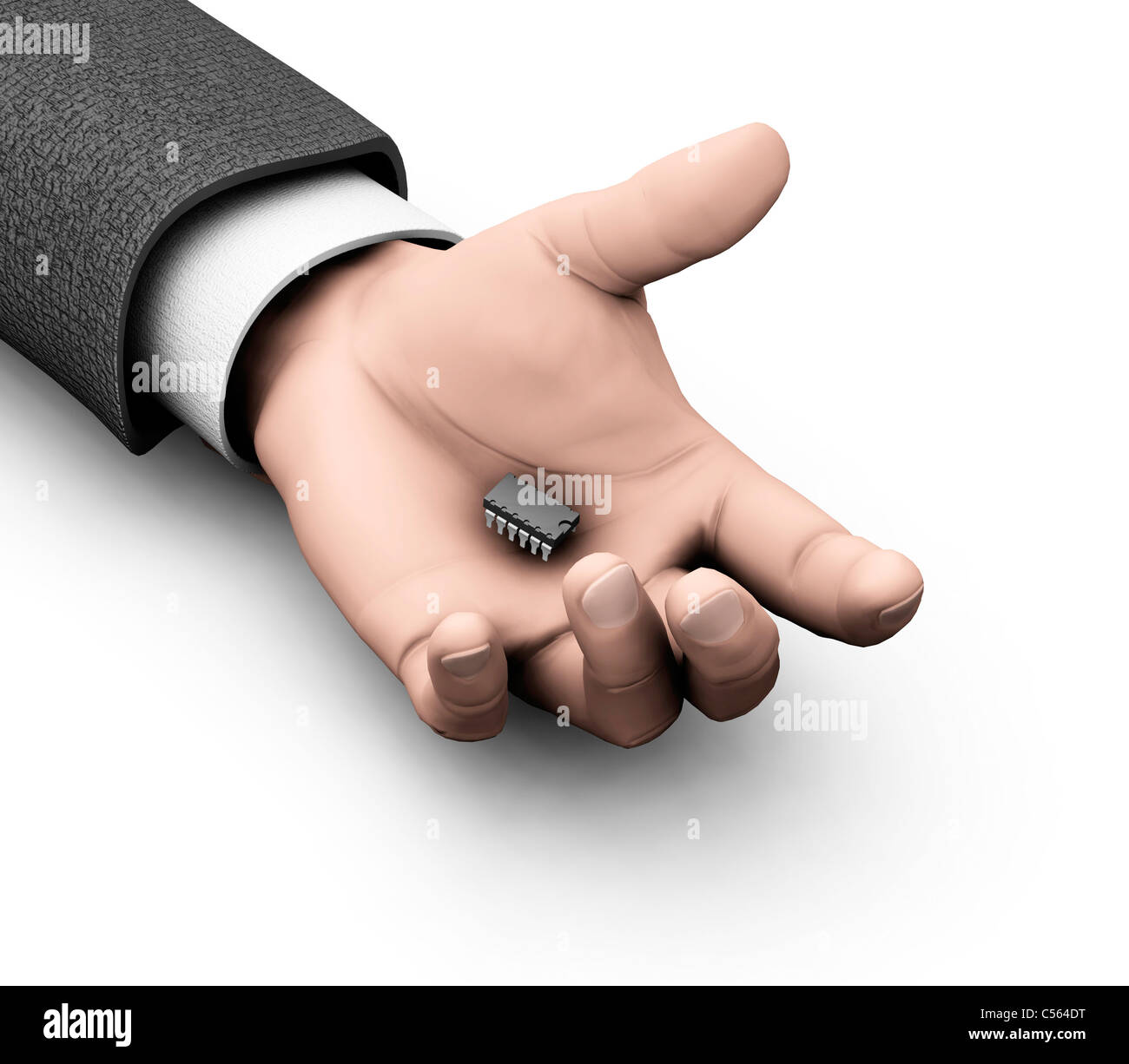 3D render of a microchip in a mans hand Stock Photo - Alamy