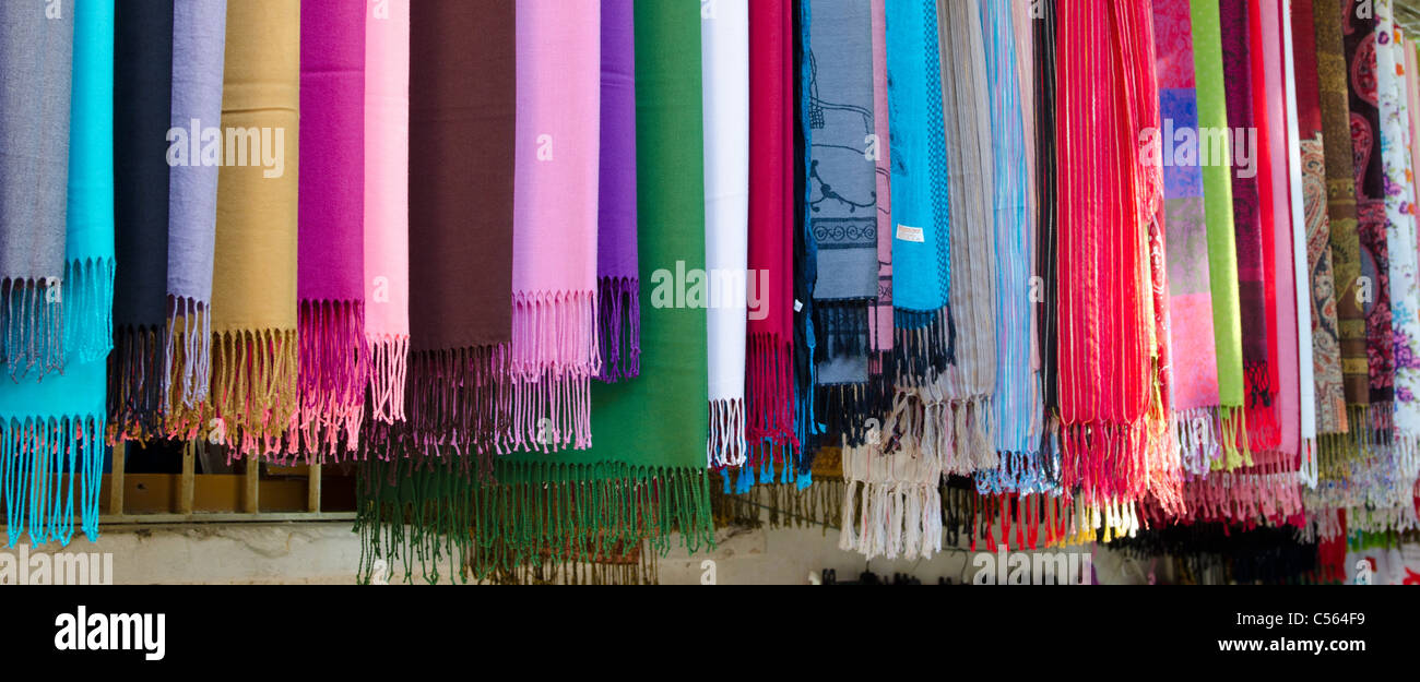 multi colored material in a Turkish bazaar Stock Photo - Alamy