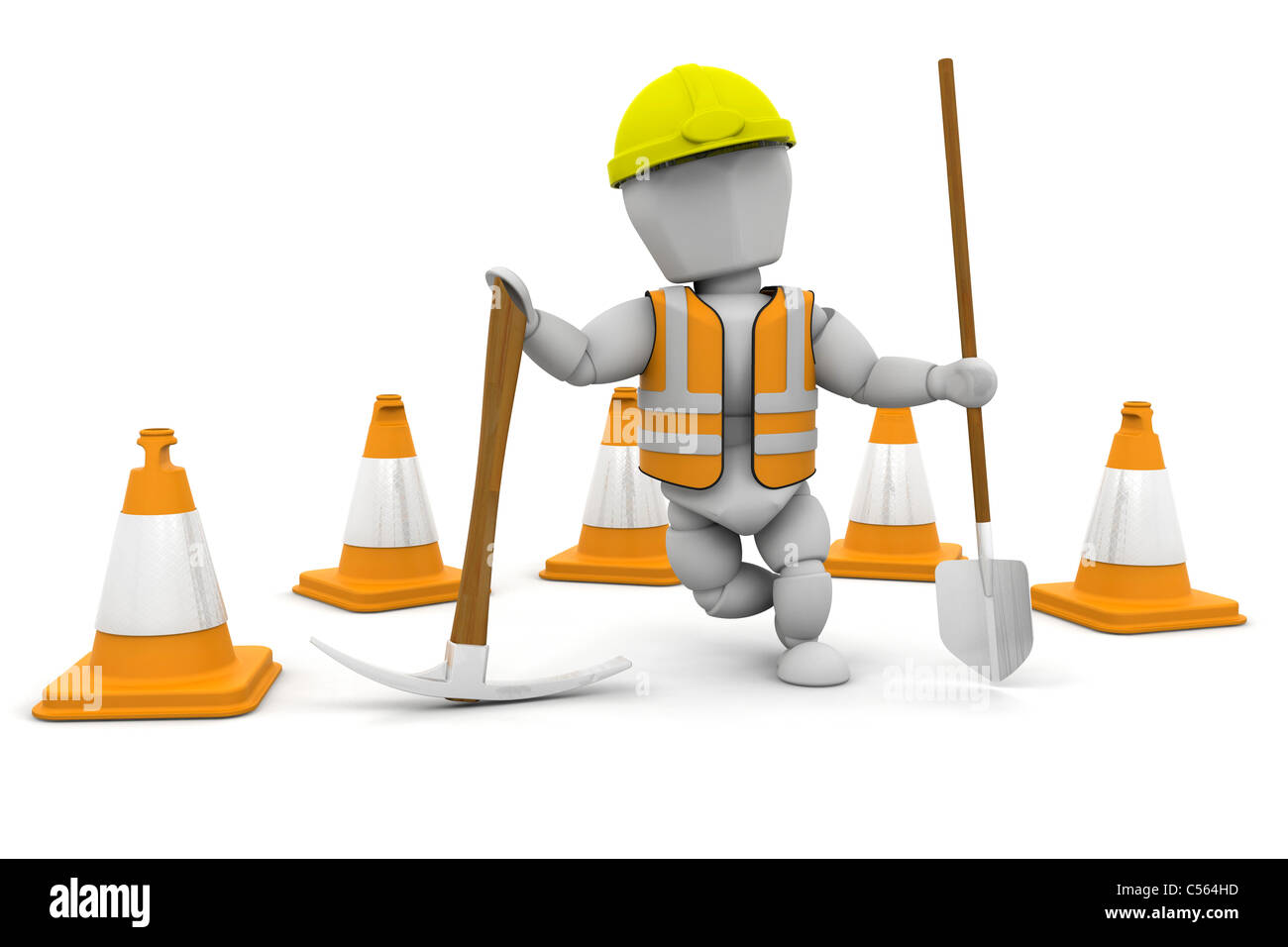 3D render of a construction worker Stock Photo - Alamy