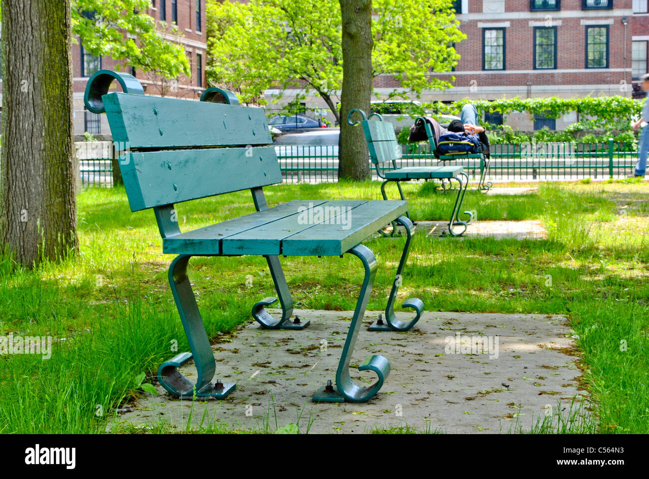 A bench in the park Stock Photo - Alamy