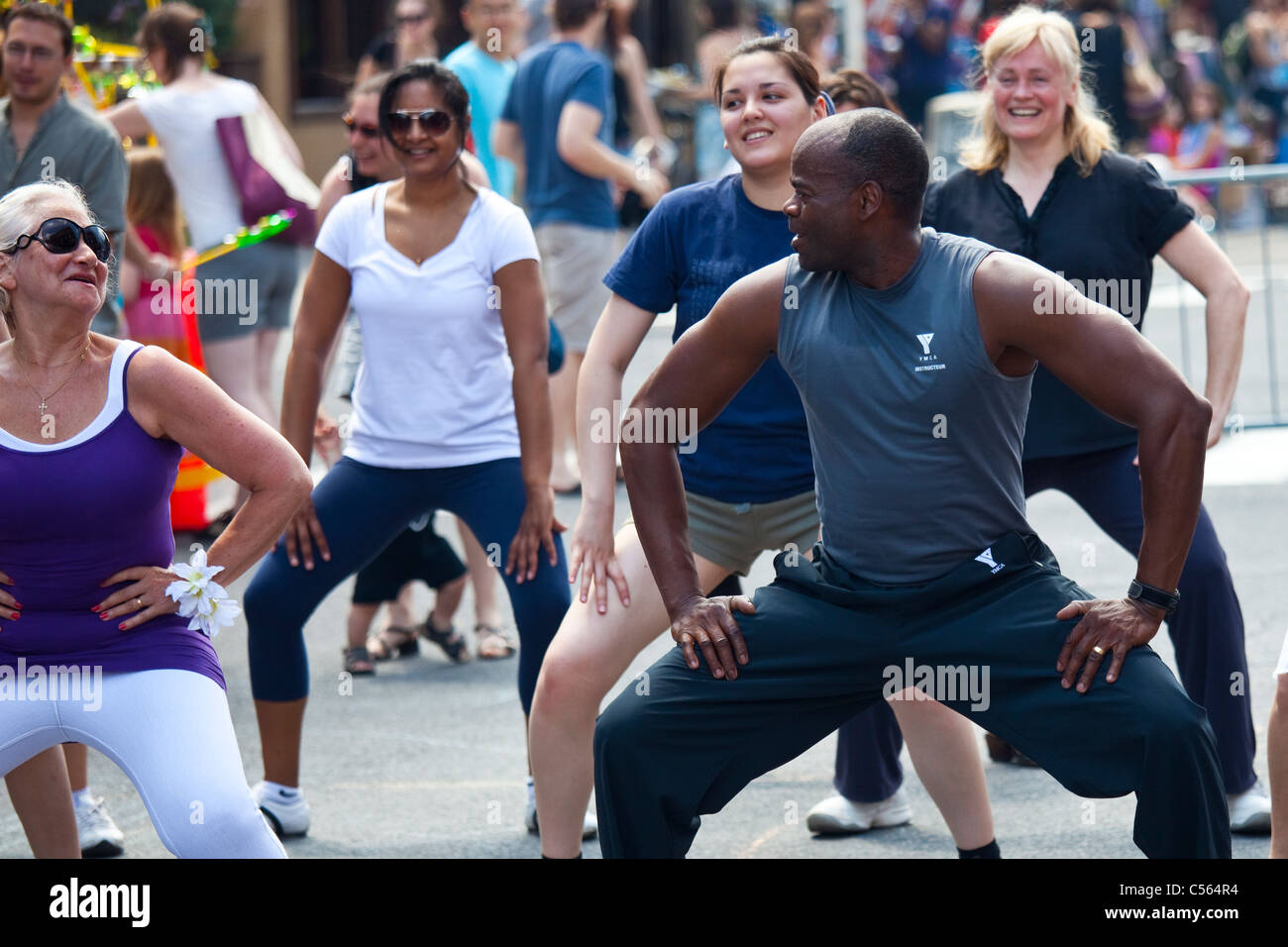 Dance exercising in public, Montreal, Canada Stock Photo - Alamy