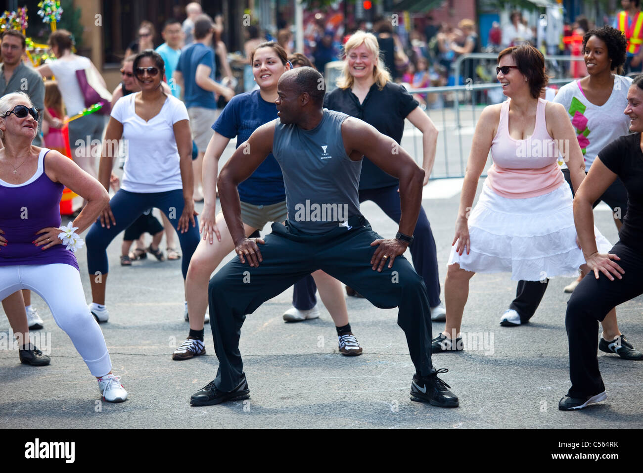 Dance exercising in public, Montreal, Canada Stock Photo - Alamy
