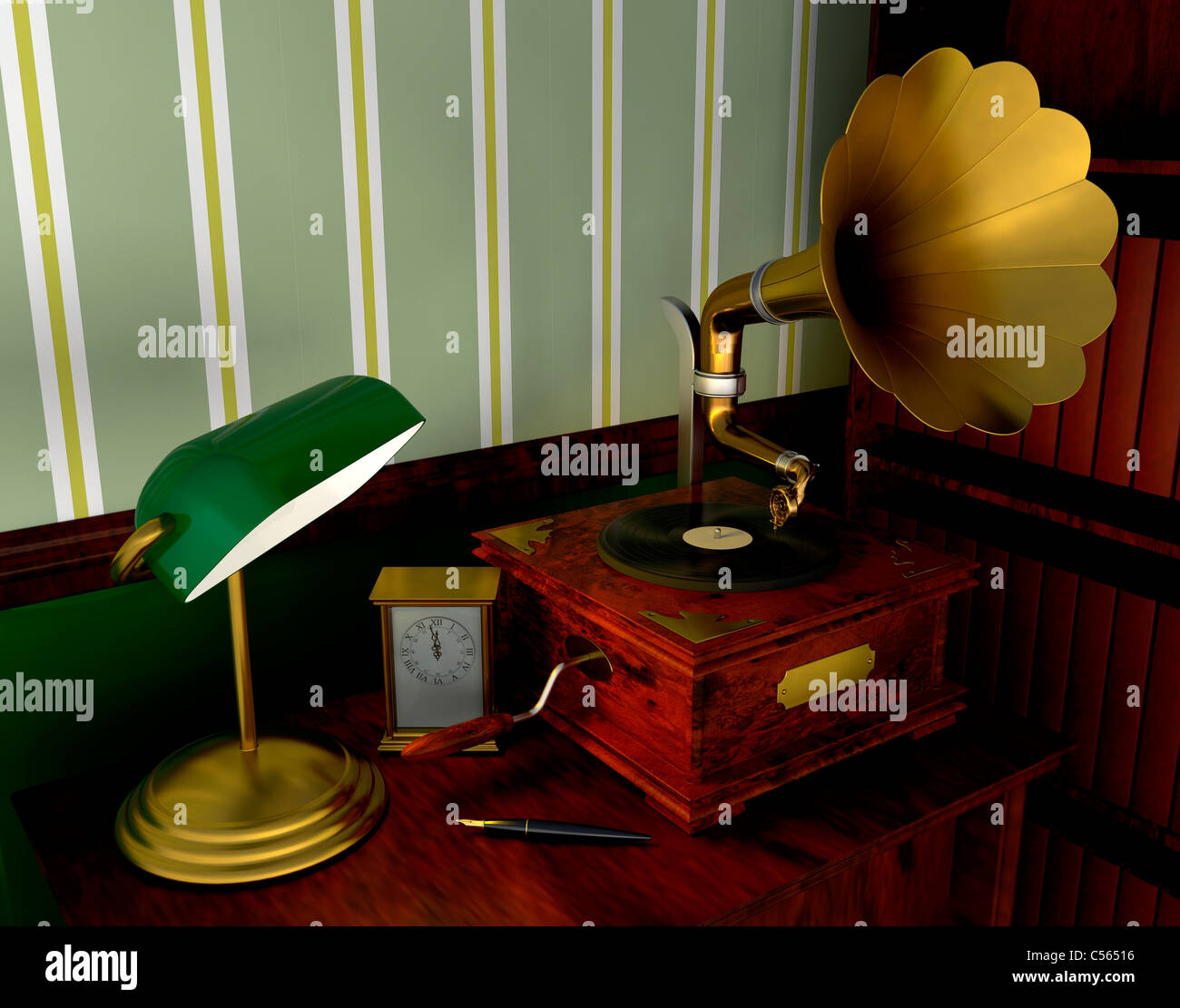 Gramophone in old style room Stock Photo - Alamy