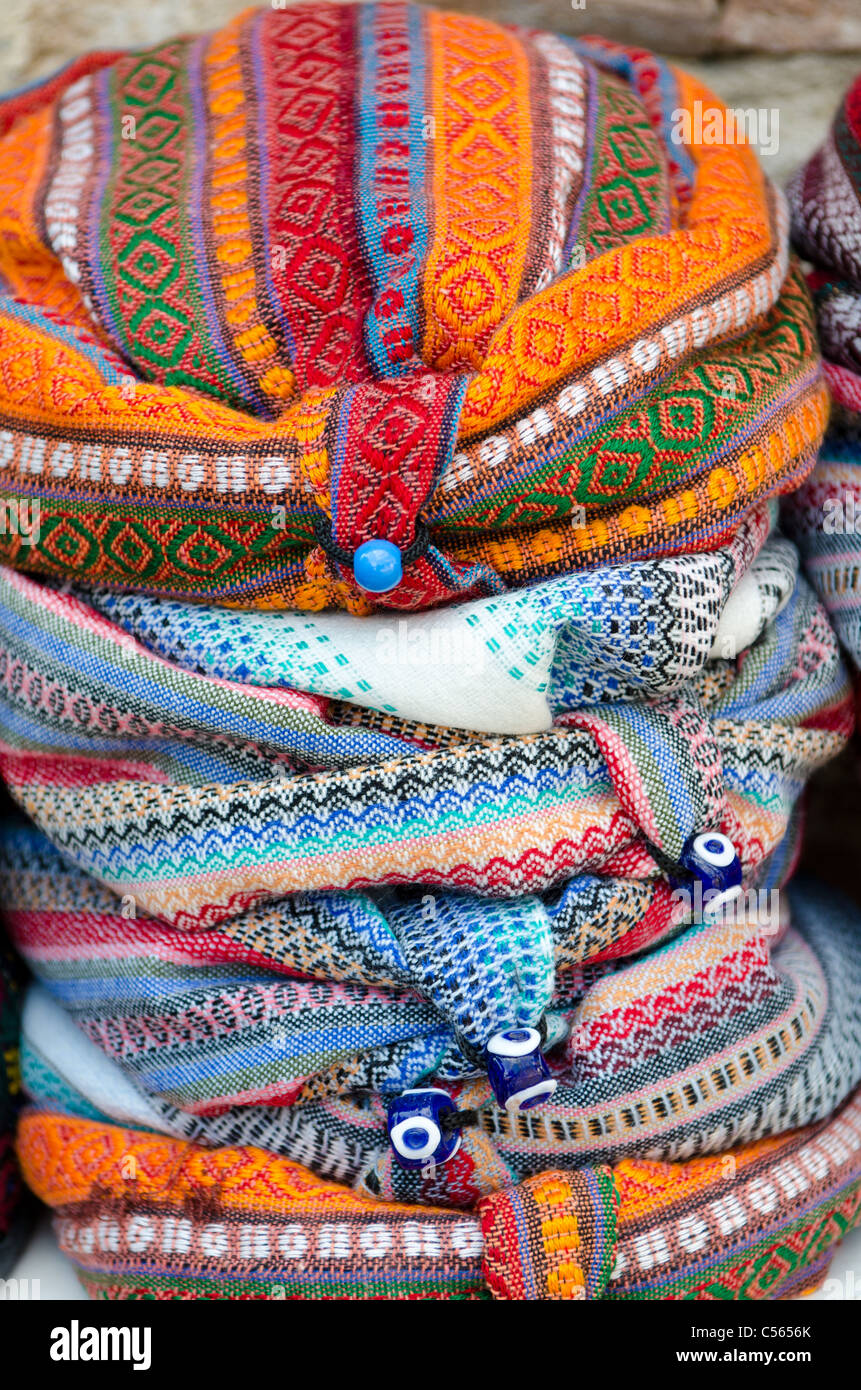 Multicolored Turkish hats on sale in a bazaar Stock Photo - Alamy