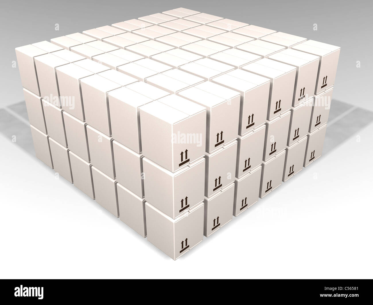 3D render of lots of white boxes Stock Photo - Alamy