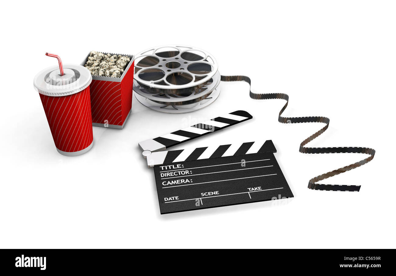 3D render of movie items Stock Photo - Alamy