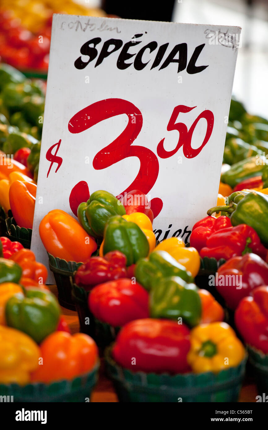 Assorted bell peppers, Jean-Talon Market (March Jean-Talon) in Montreal ...