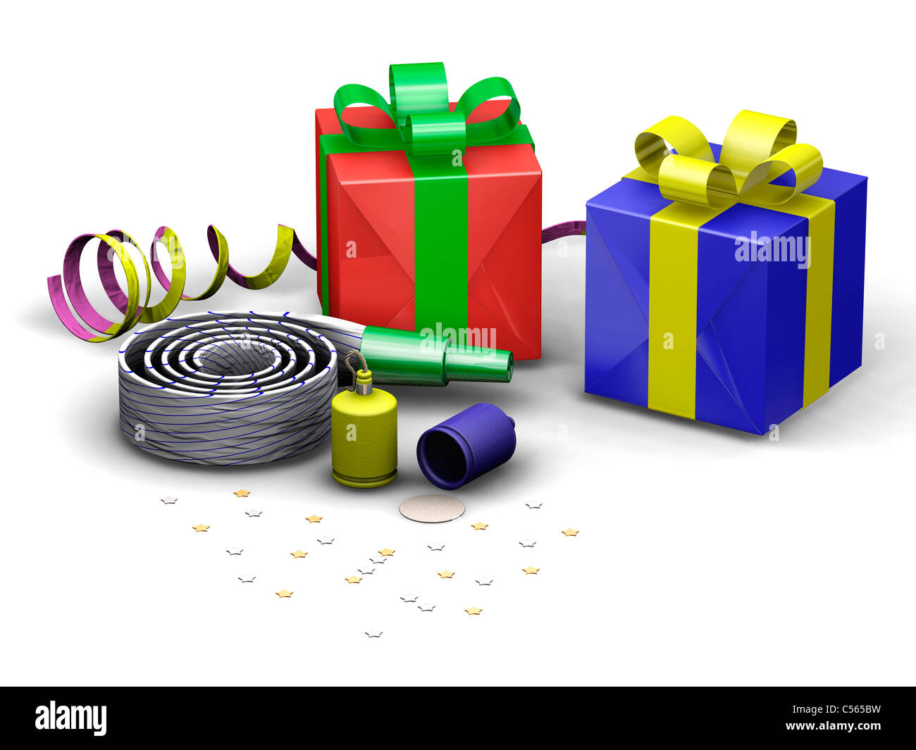 3D render of party objects Stock Photo - Alamy