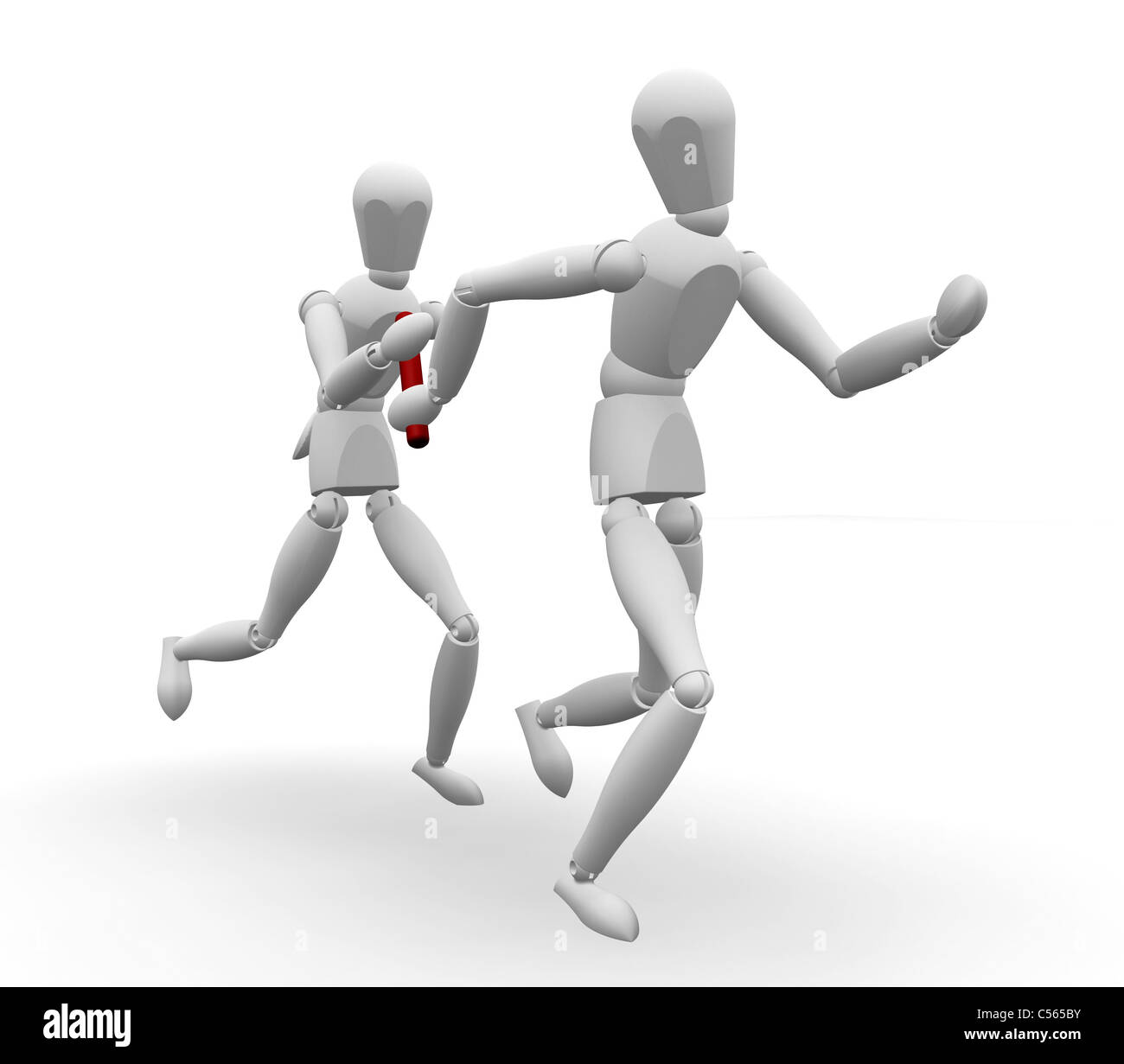 3D render of runners passing the baton Stock Photo - Alamy