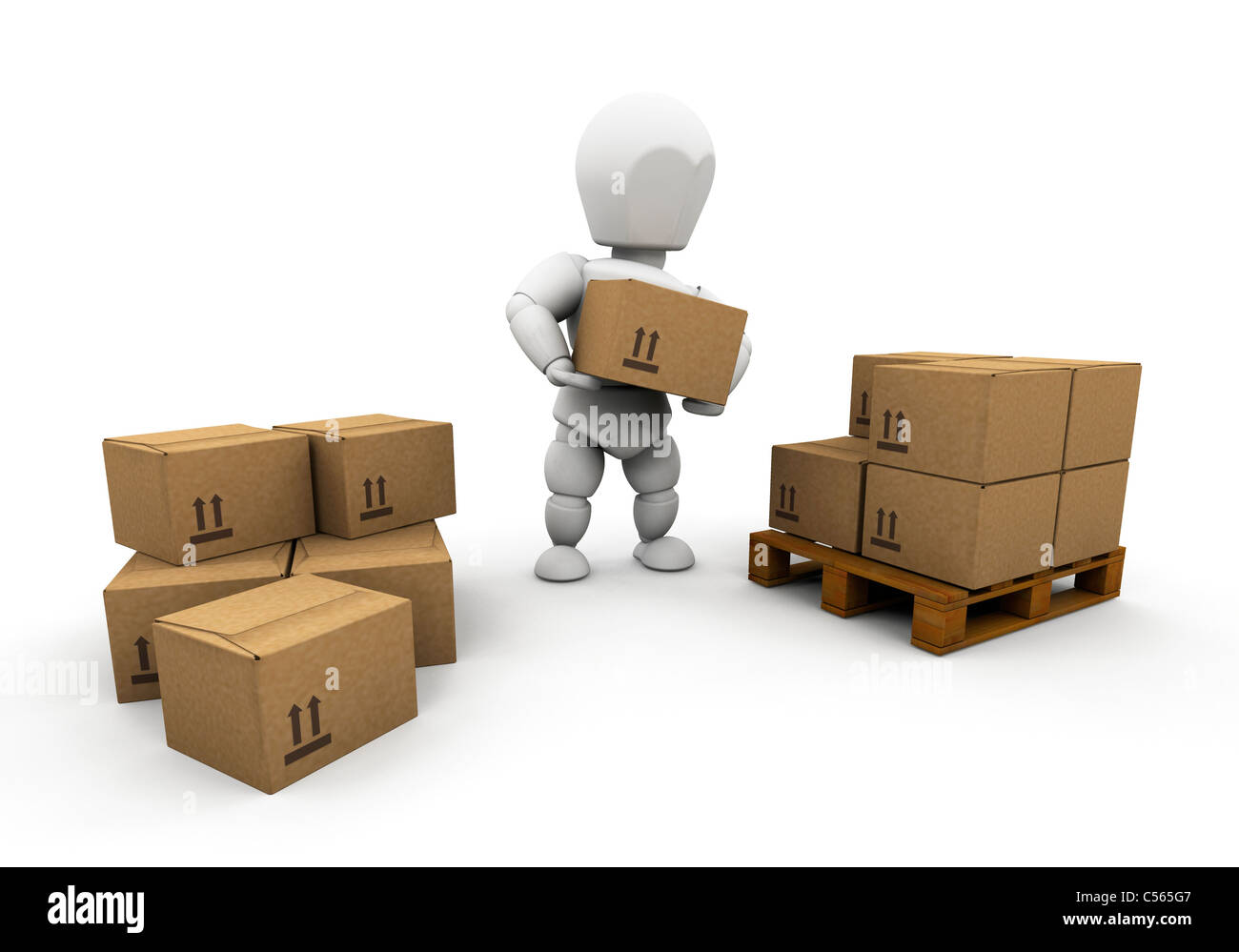 3D render of someone stacking boxes Stock Photo - Alamy