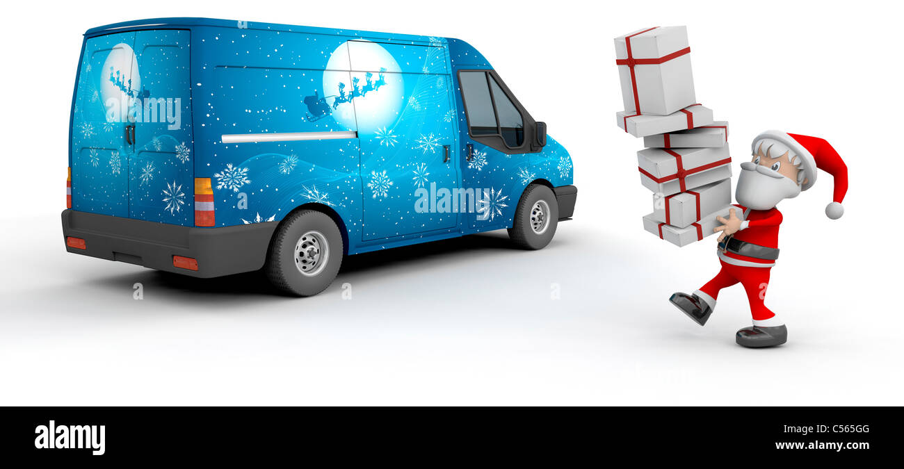 3d render christmas delivery van hi-res stock photography and images ...
