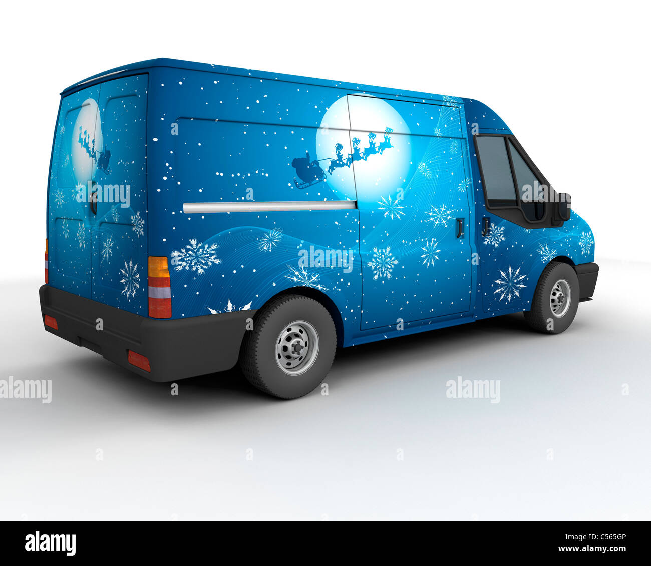 3D render of a Christmas Delivery Van Isolated on White Stock Photo - Alamy
