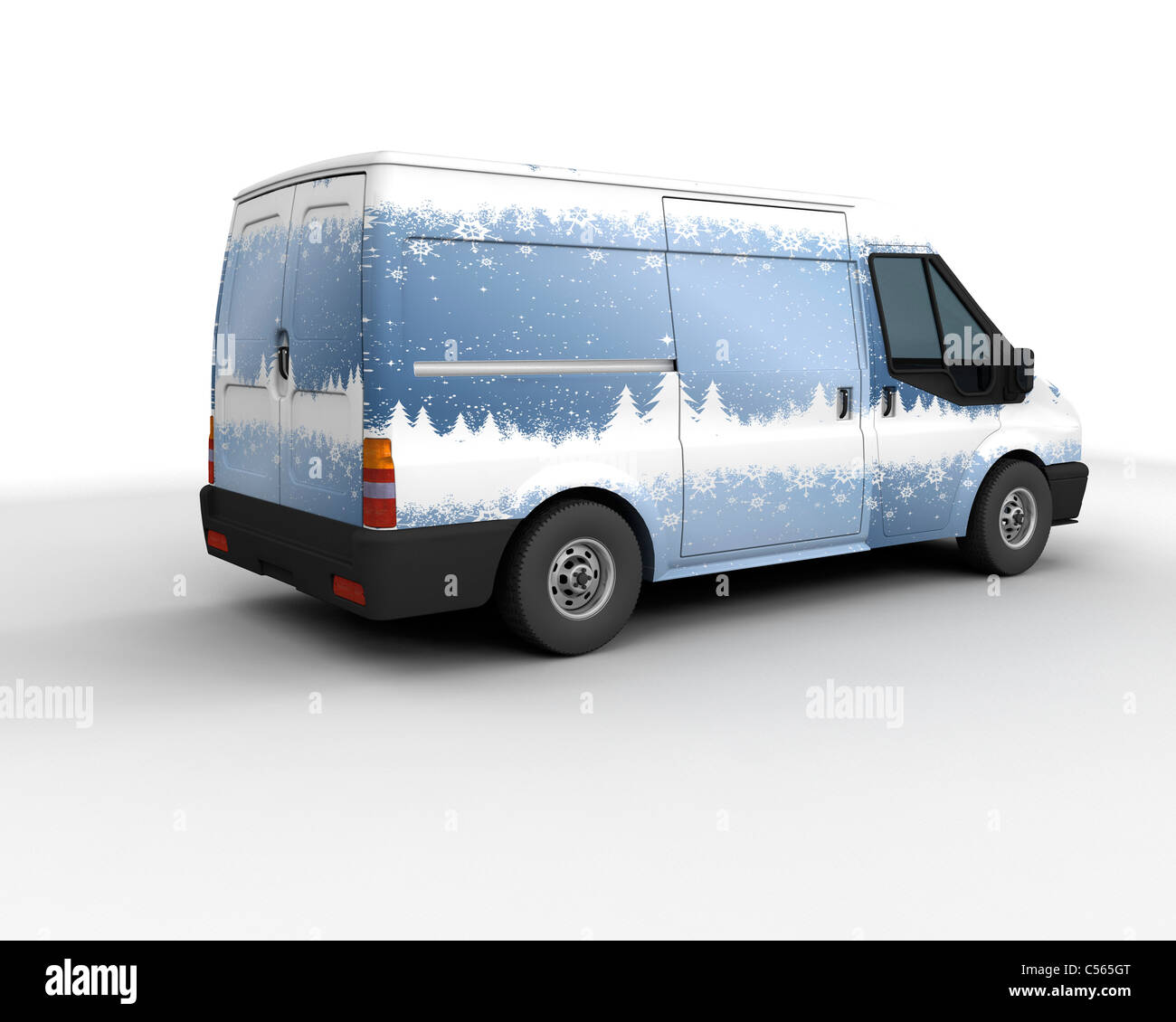 3D render of a Christmas Delivery Van Isolated on White Stock Photo - Alamy