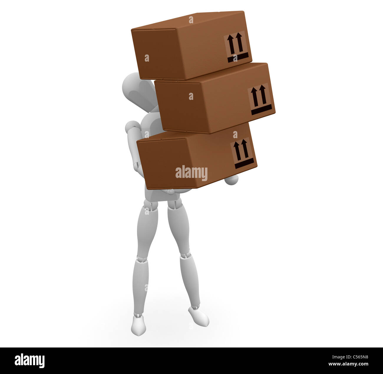 3D render of a man carrying boxes Stock Photo - Alamy