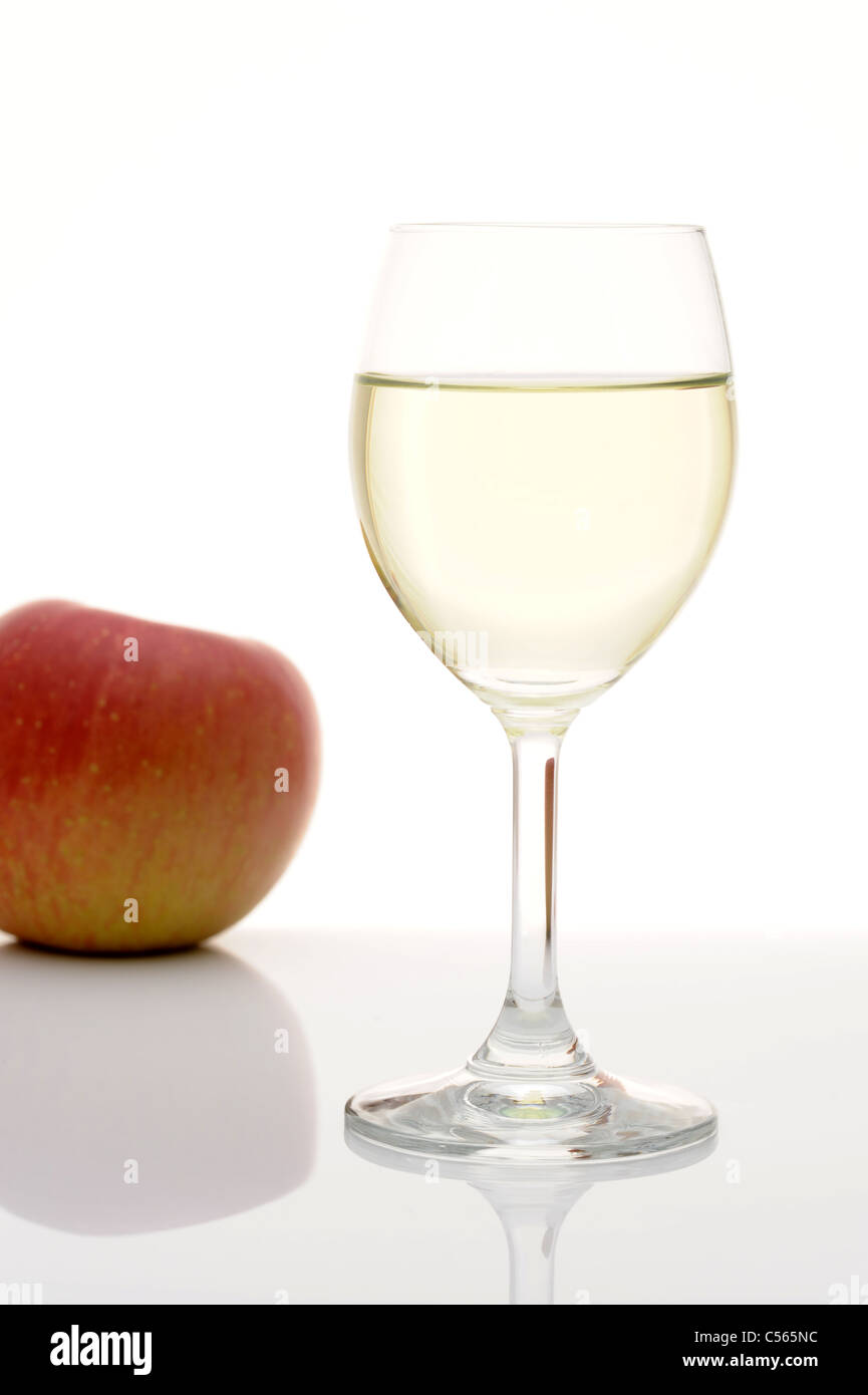 wineglass and apple on white background Stock Photo - Alamy