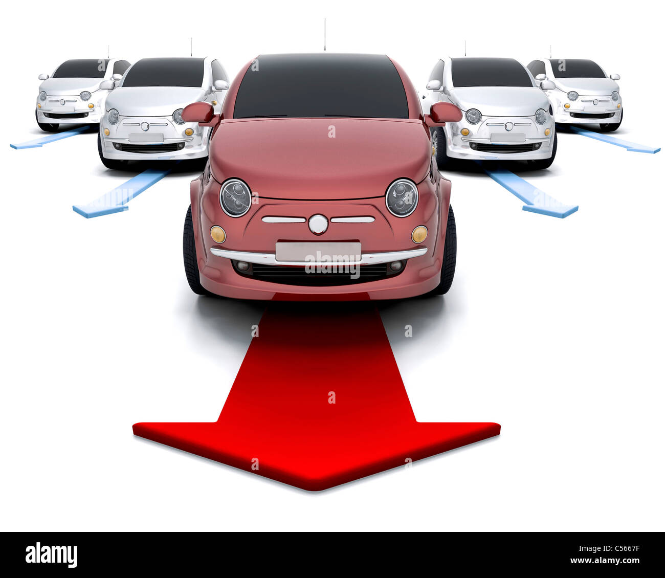 One car leading the way Stock Photo - Alamy