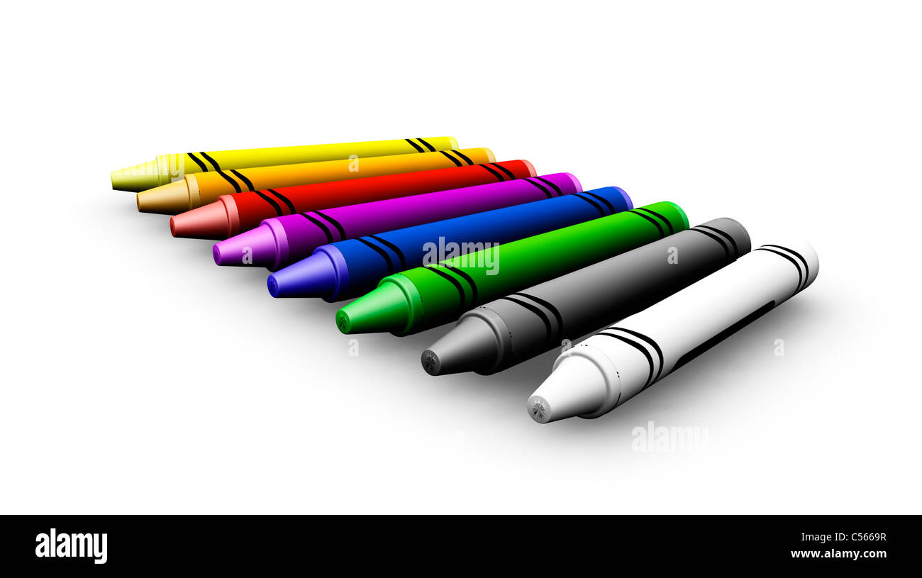3D render of crayons Stock Photo - Alamy
