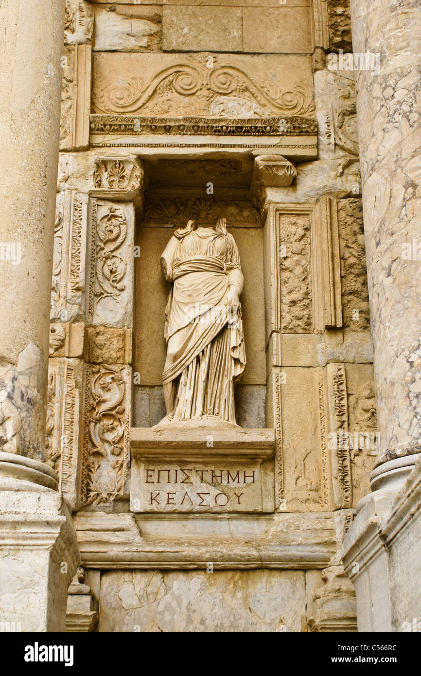 Statue of Episteme (Knowledge) in front of Library of Celsus, Ephesus ...