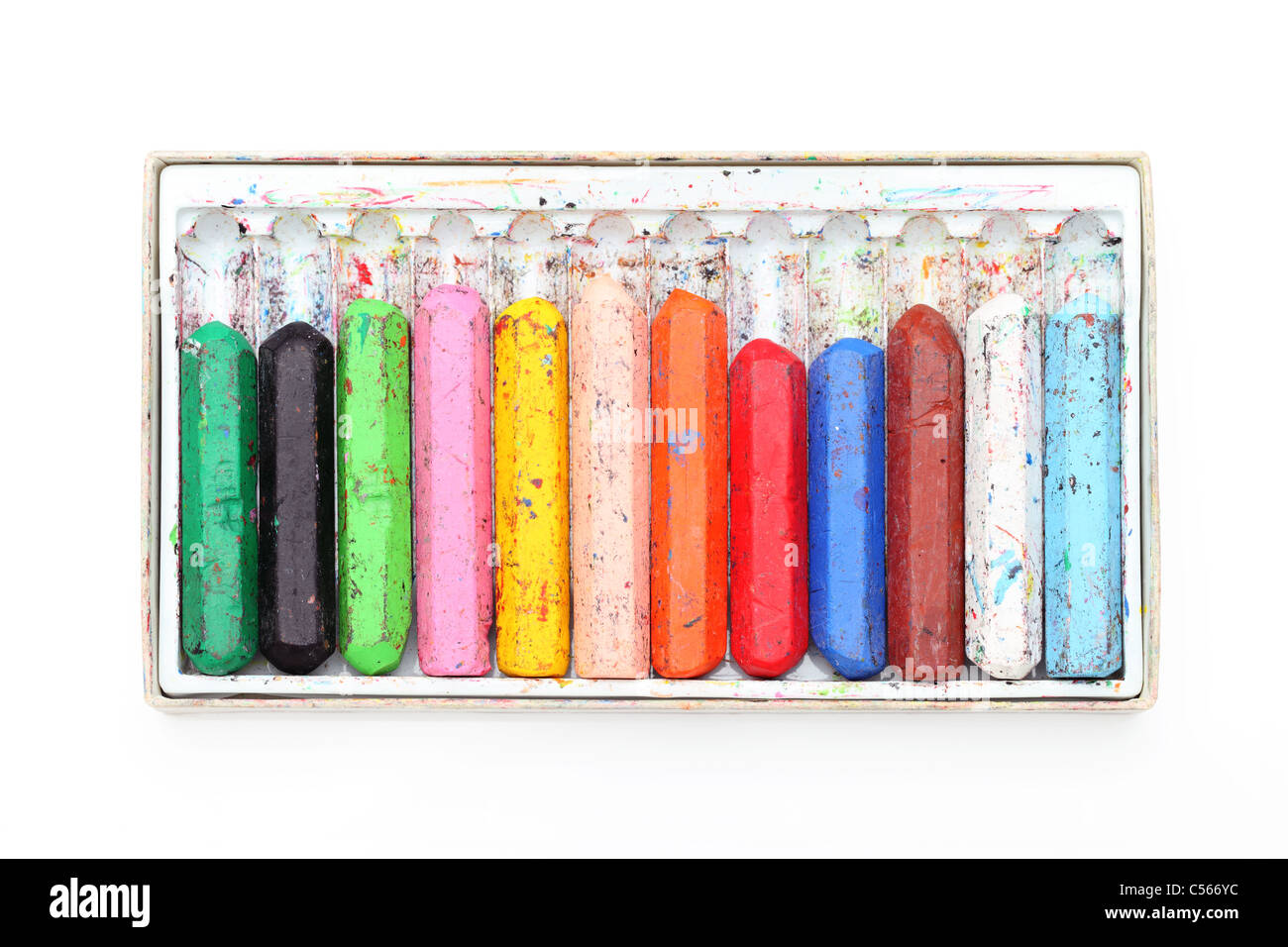 Used crayons isolated on white background Stock Photo - Alamy