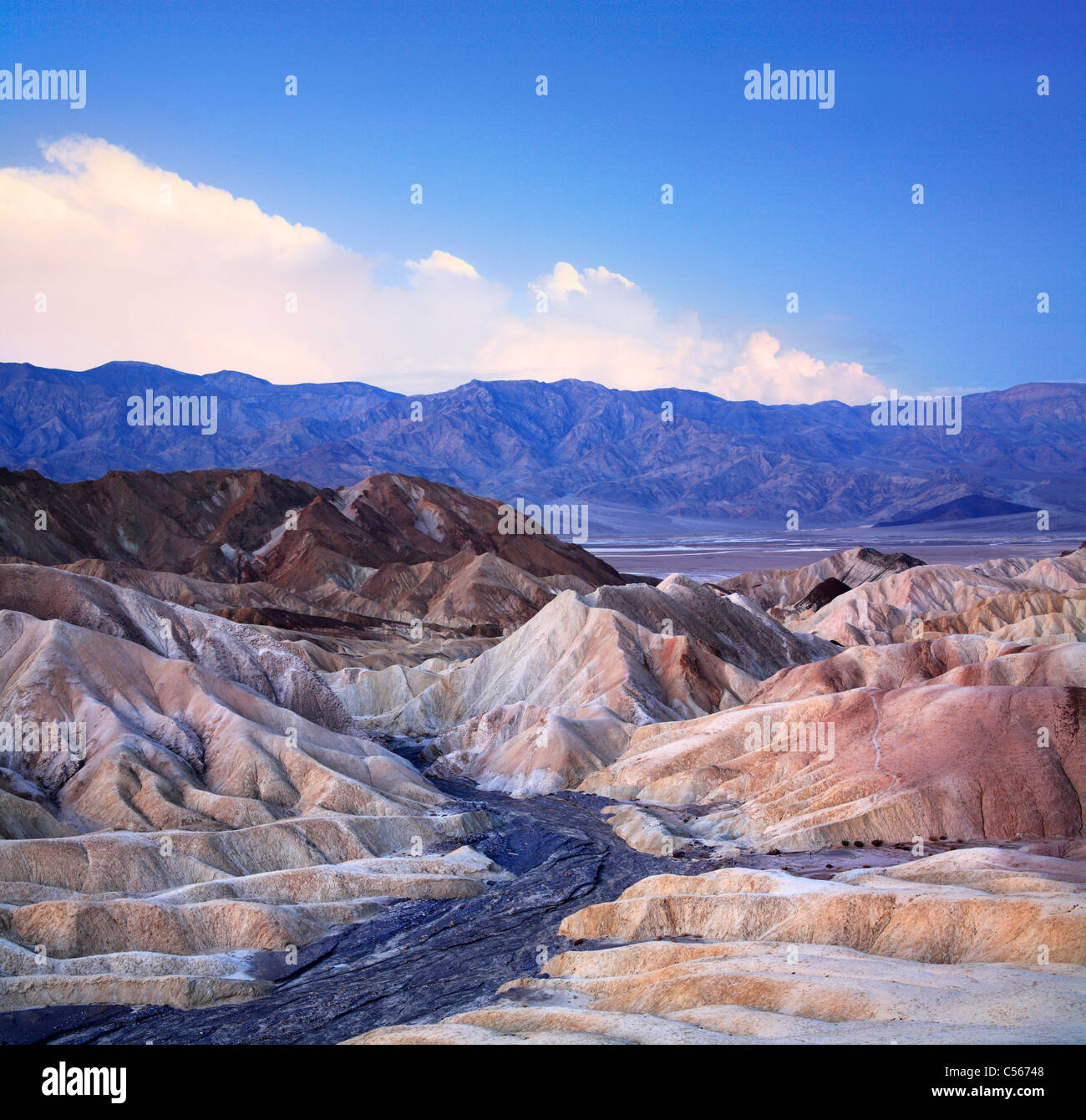 Erosional Ridges And The Panamint Mountains In The Morning At Zabriskie ...