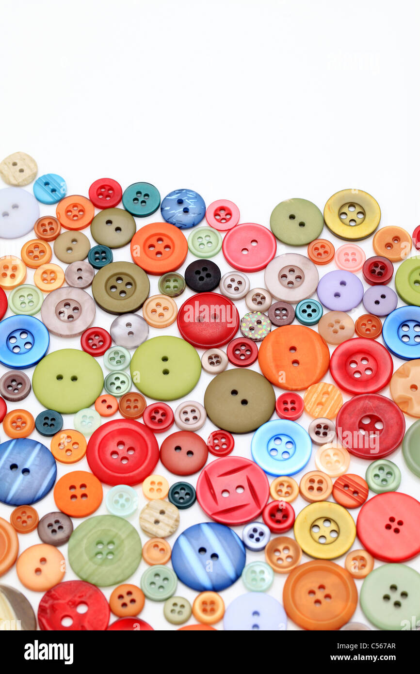 Colorful buttons on white background Stock Photo - Alamy