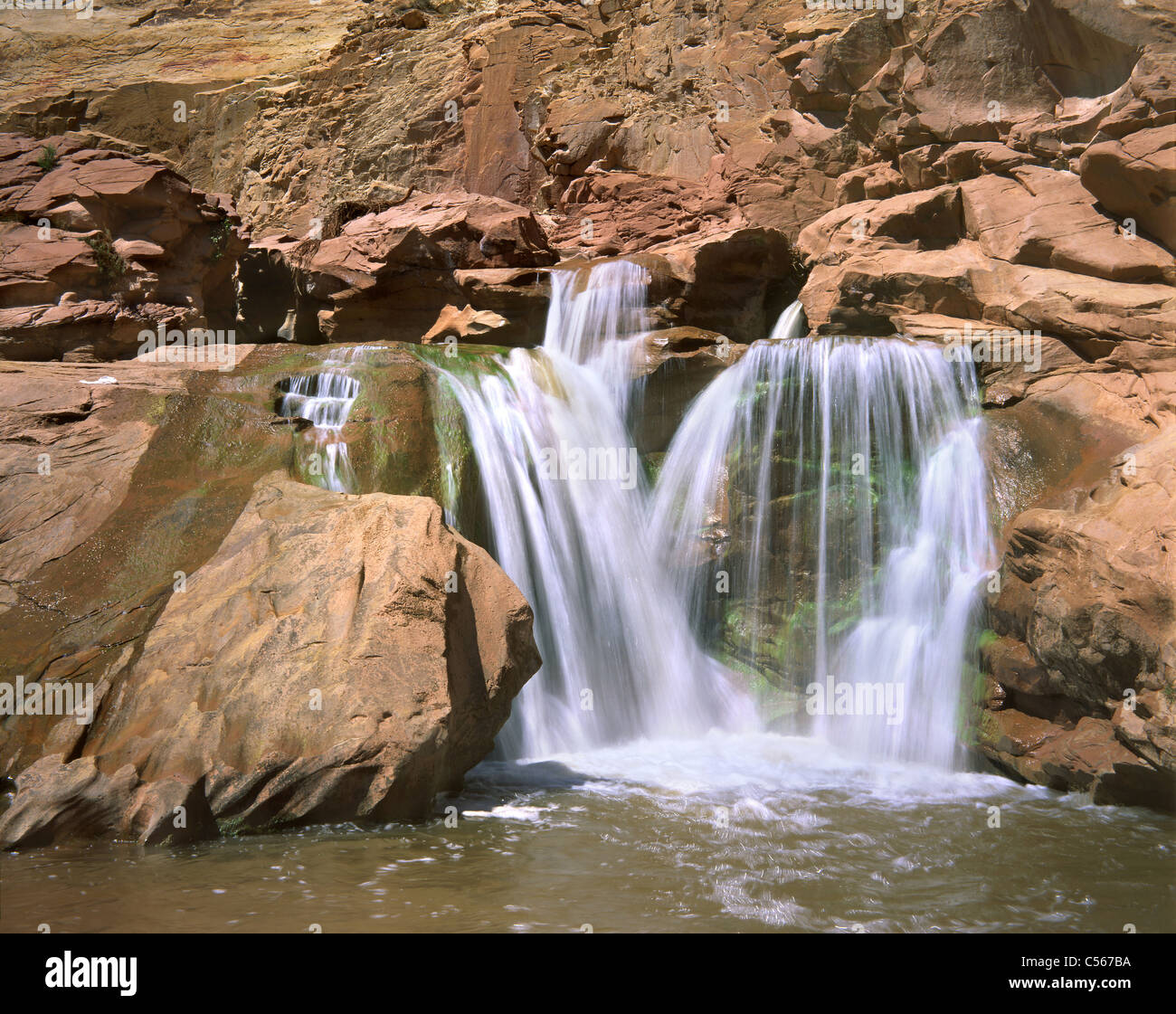 A Small Desert Waterfall On The Fremont River In The Grand Staircase ...