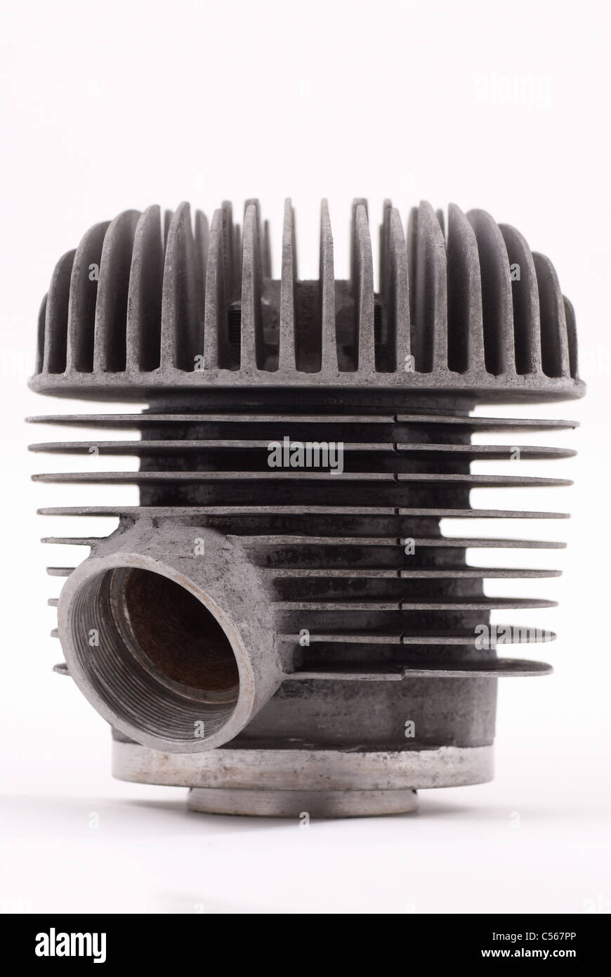 Classic single motorcycle engine block on white Stock Photo - Alamy