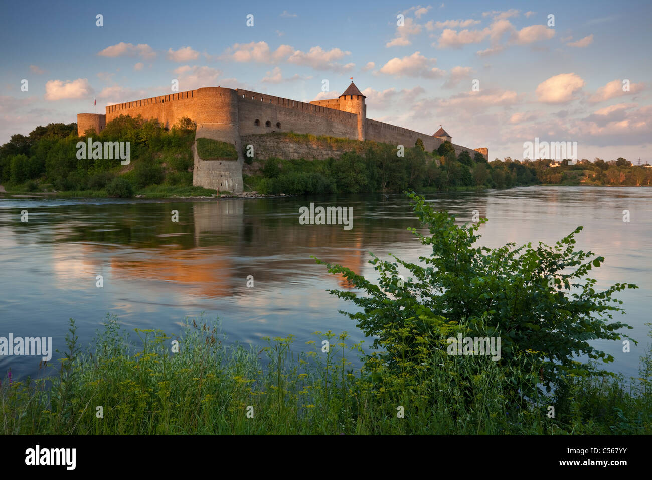 Ivangorod castle at the Russian bank of Narova river view from Narva ...