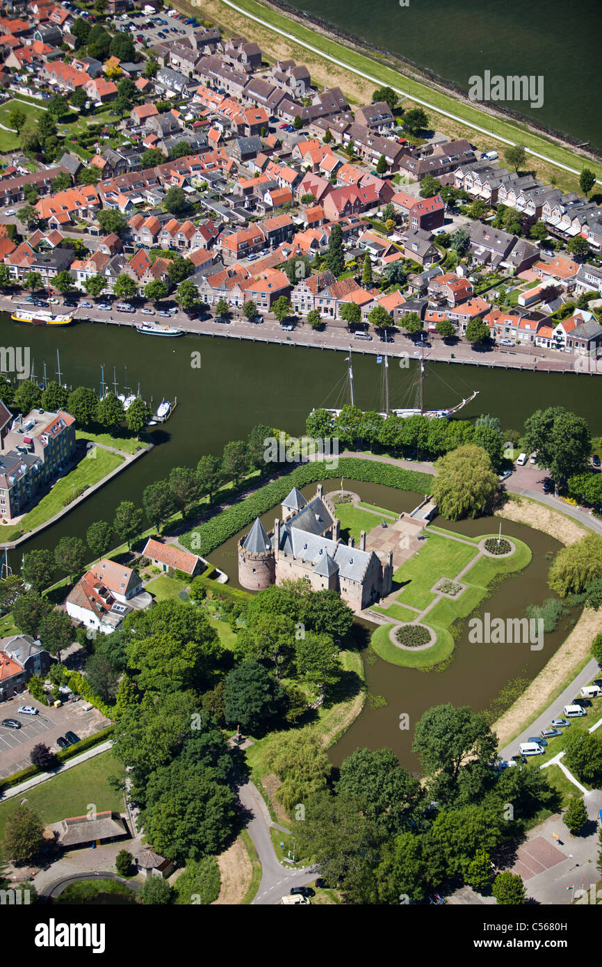 The Netherlands, Medemblik, Castle called Radboud. Aerial Stock Photo ...