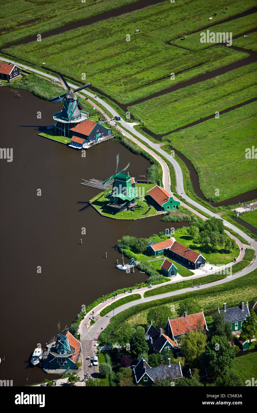 The Netherlands, Zaanse Schans, historic windmill complex and museum ...