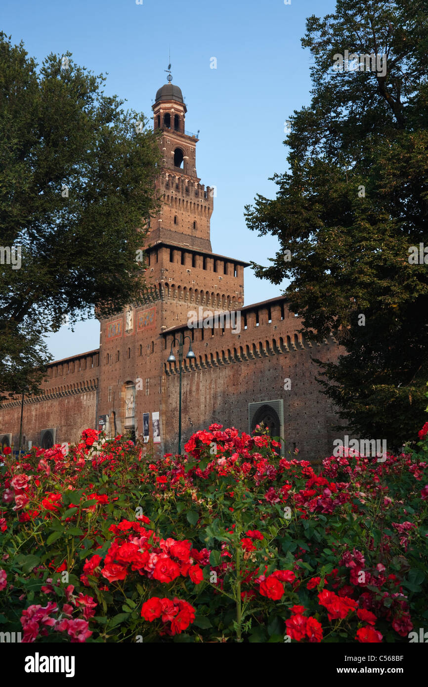 Filarete tower of Sforza Castle in Milan, Italy Stock Photo - Alamy